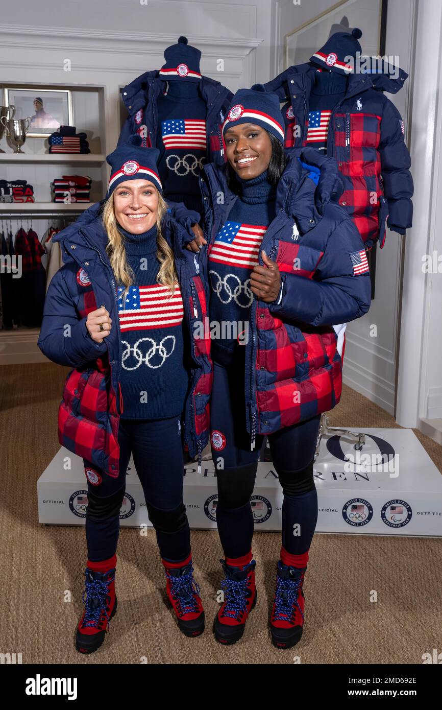 Snowboarder Jamie Anderson, left, and bobsledder Aja Evans model the ...