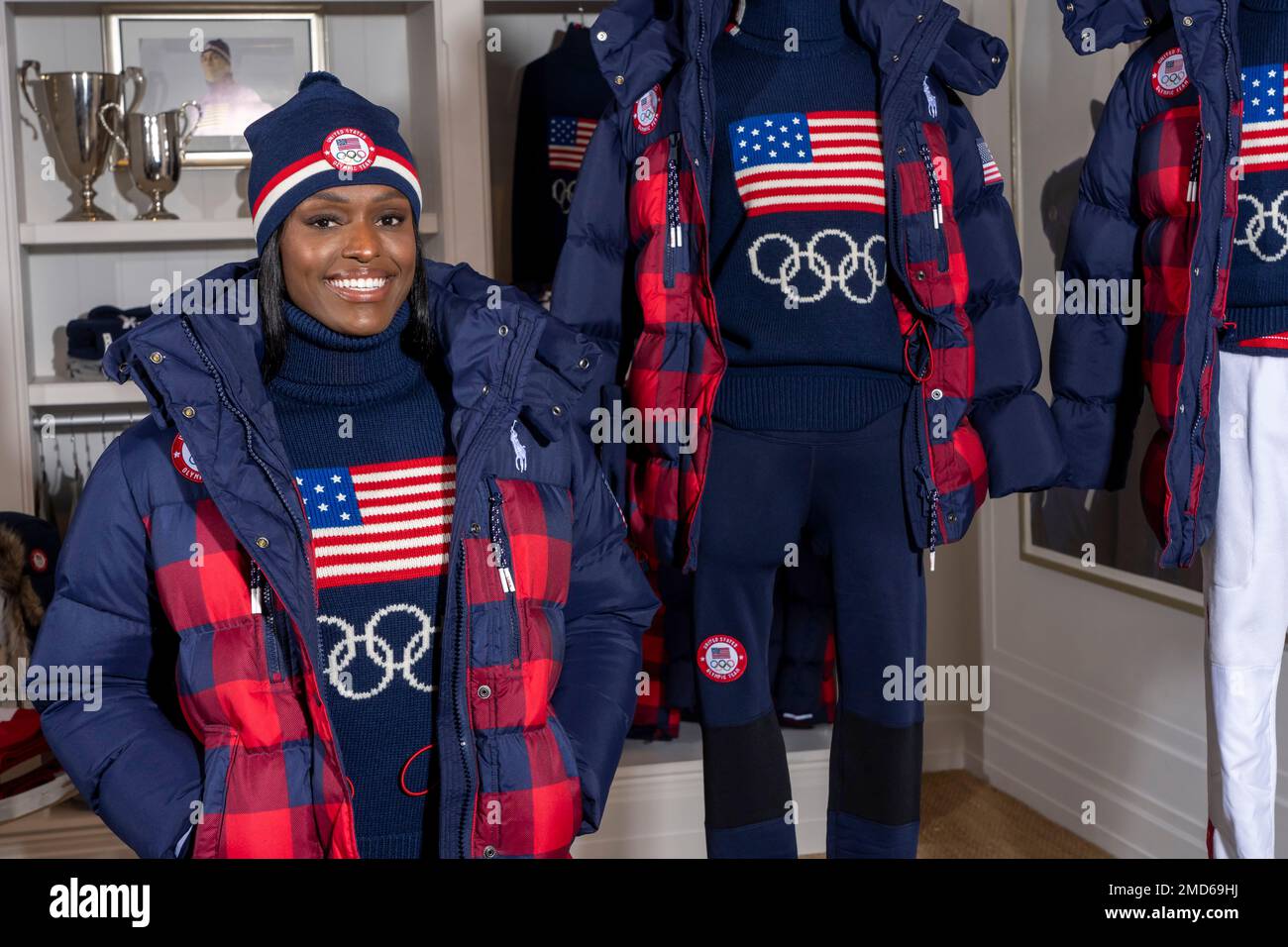 Bobsledder Aja Evans models the Team USA Beijing winter Olympics ...