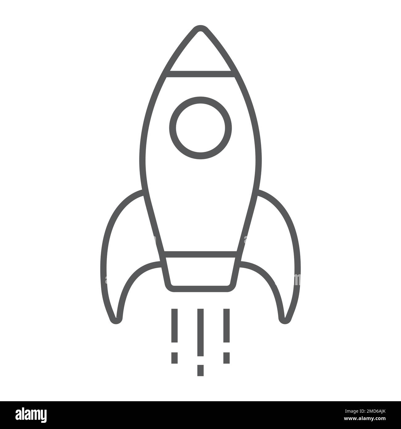 Startup thin line icon, development and business, rocket sign vector ...
