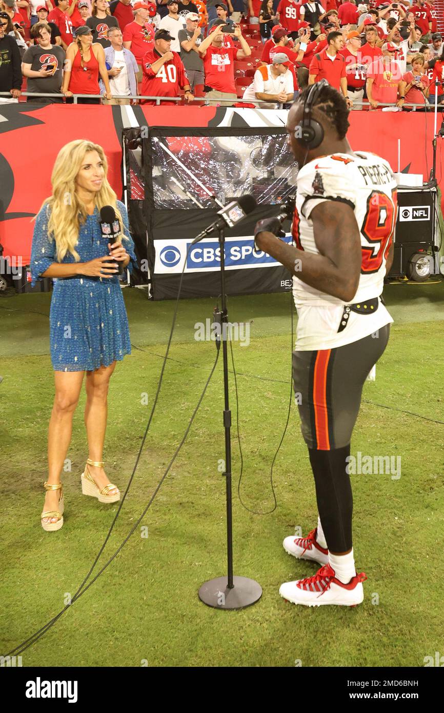 NFL Network reporter Sarah Walsh interviews Tampa Bay Buccaneers Jason ...