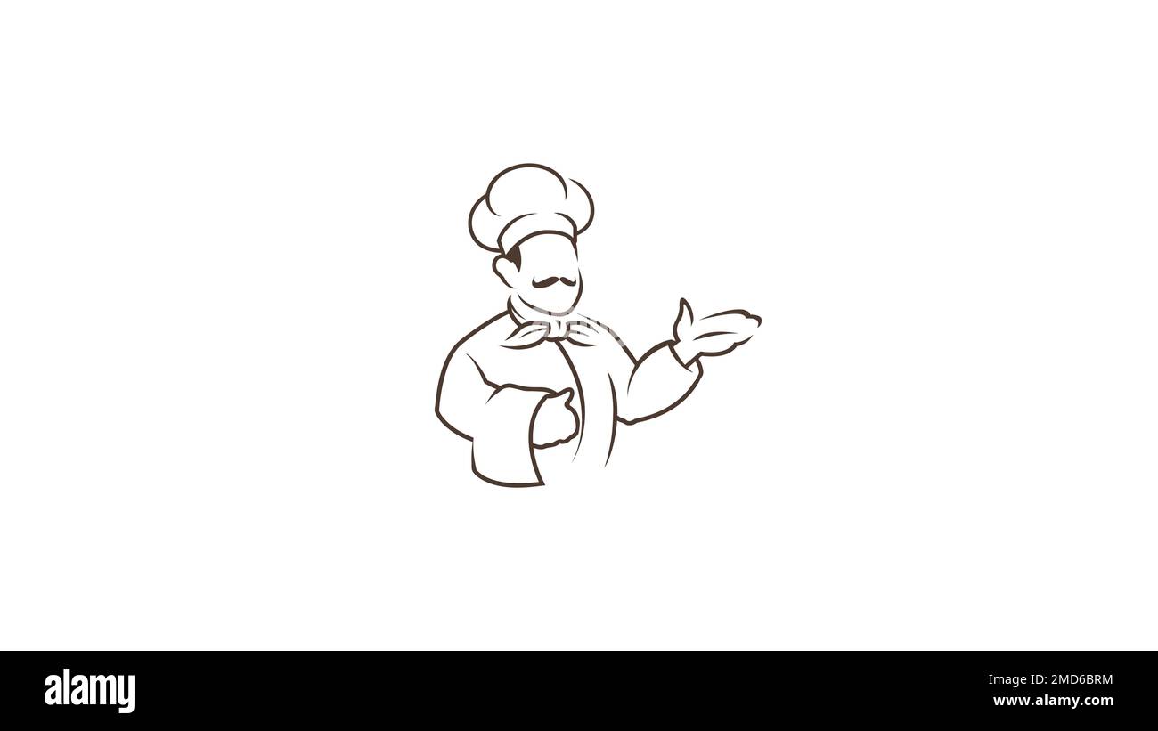 Chef Drawing Lines PersonAbstract Logo Design Vector Illustration Stock ...