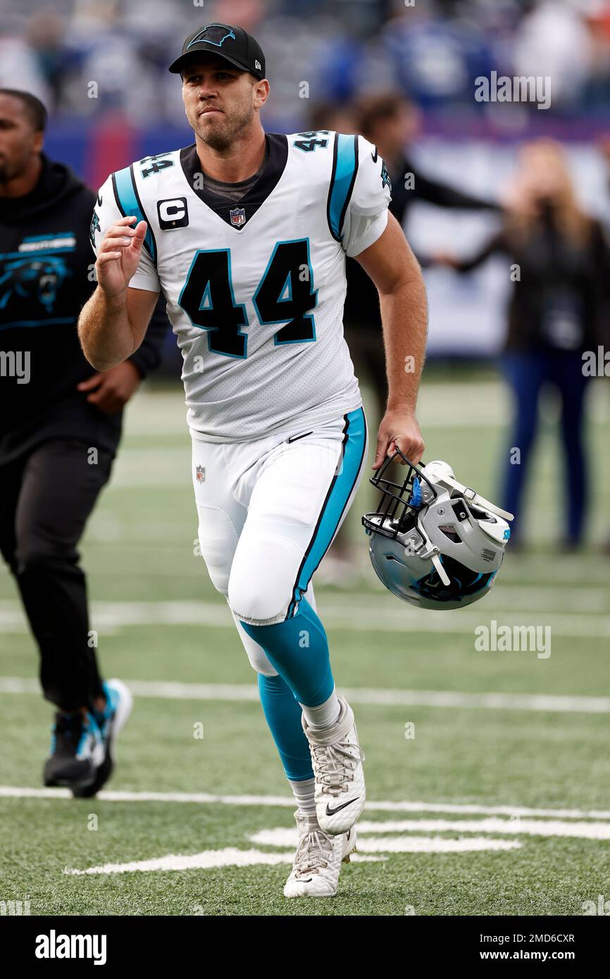 Carolina Panthers long snapper J.J. Jansen (44) runs off the field ...