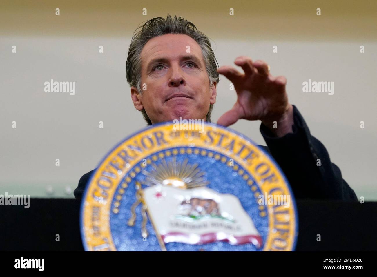 Gov. Gavin Newsom speaks at Asian Health Services in Oakland, Calif ...