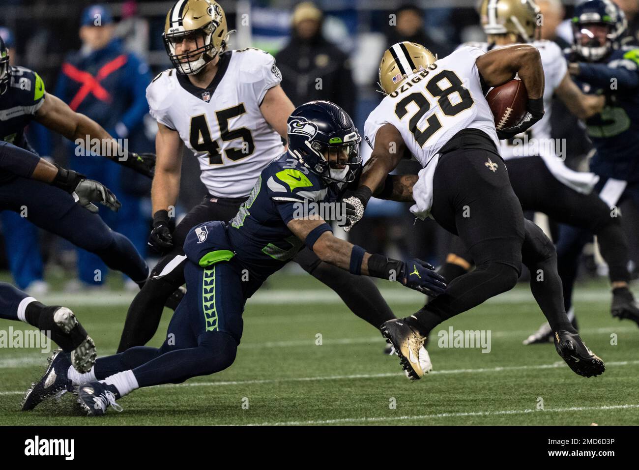 Seattle Seahawks defensive back Jamal Adams tackles New Orleans Saints ...