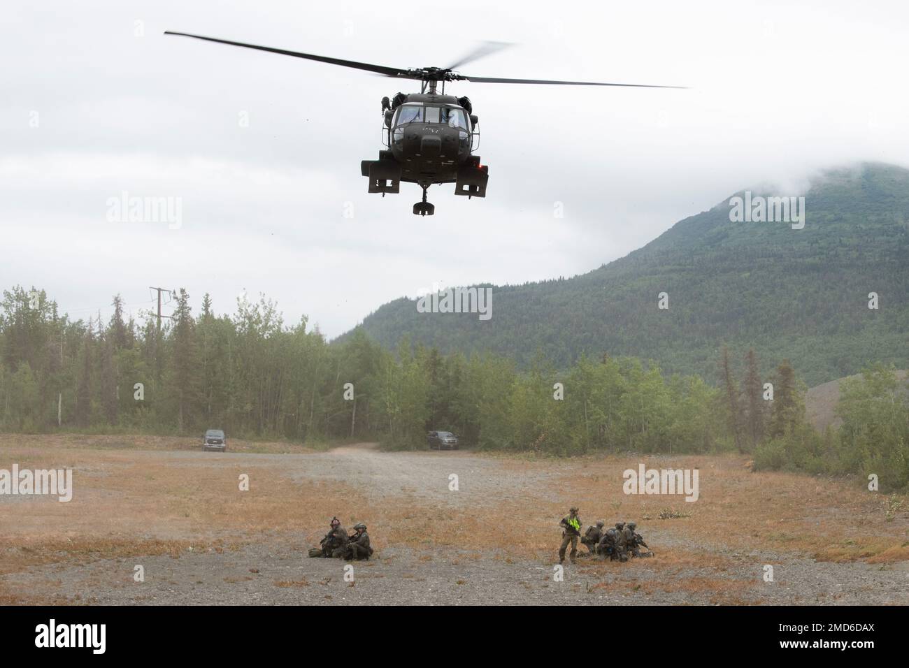 An Alaska Army National Guard UH-60L Black Hawk operated by air crew ...