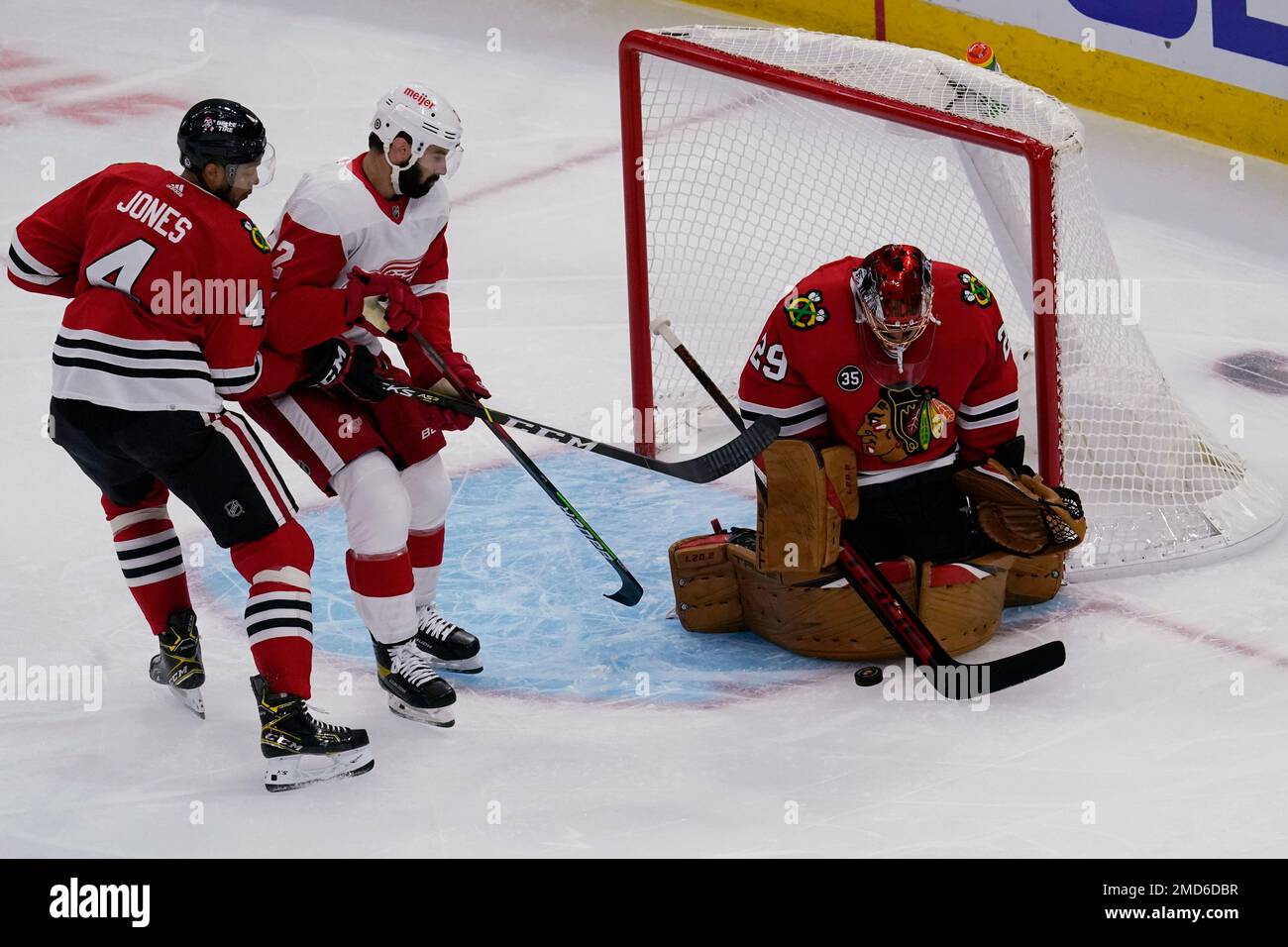 Chicago Blackhawks goaltender Marc-Andre Fleury saves a shot against ...