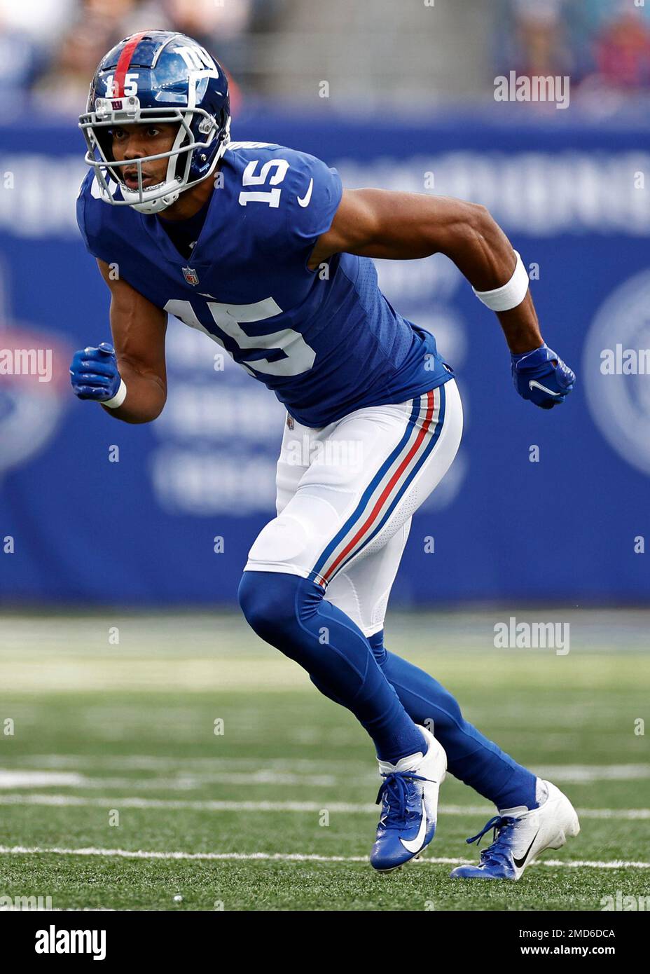 New York Giants wide receiver Collin Johnson (15) runs against the ...
