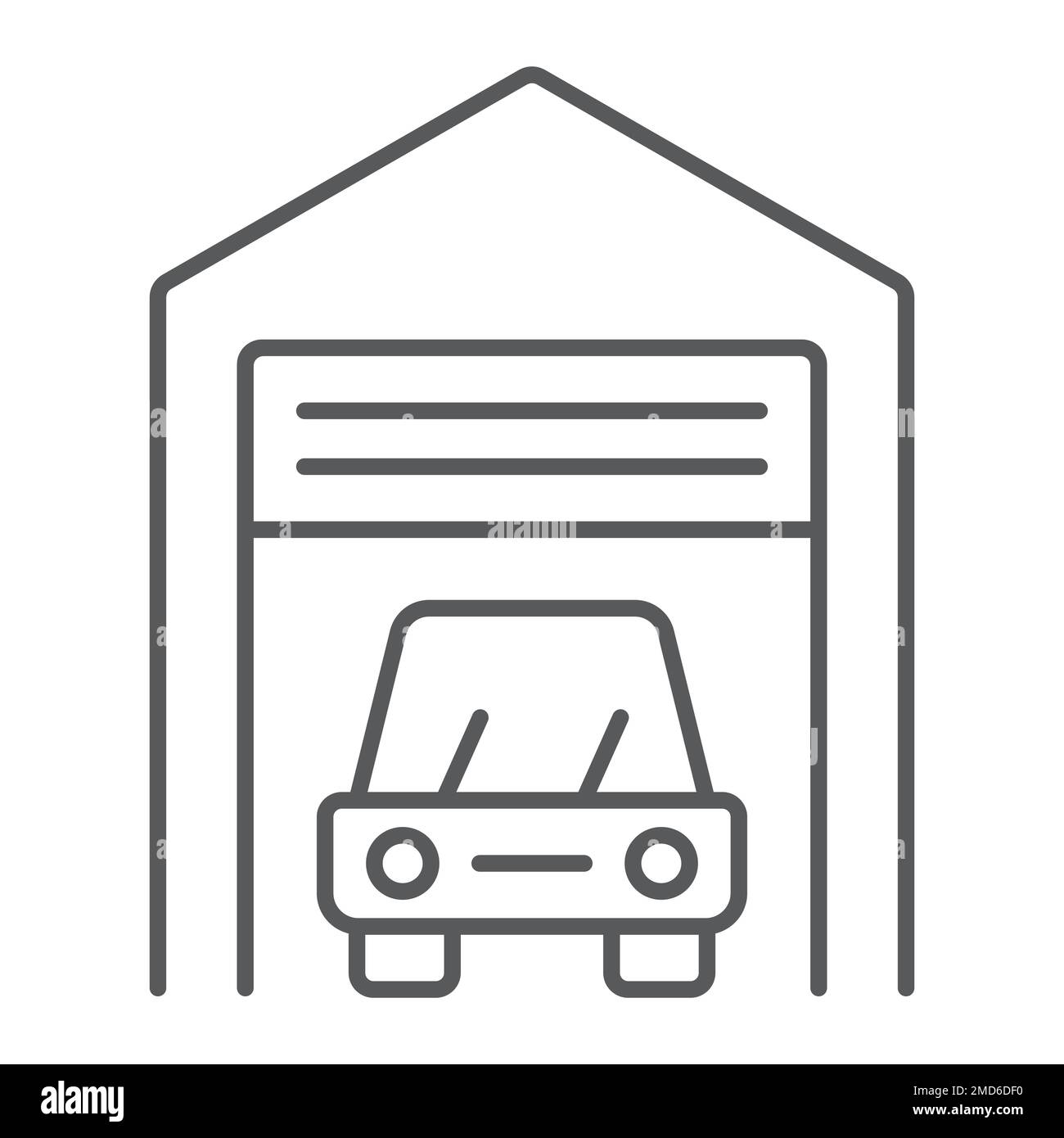 Car garage thin line icon, automobile and home, real estate sign vector ...