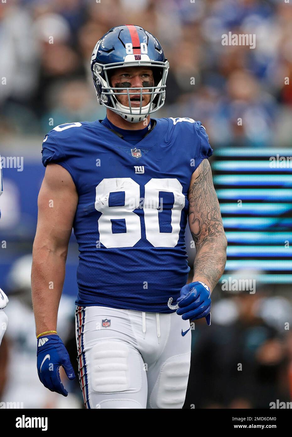 New York Giants tight end Kyle Rudolph (80) looks on against the ...