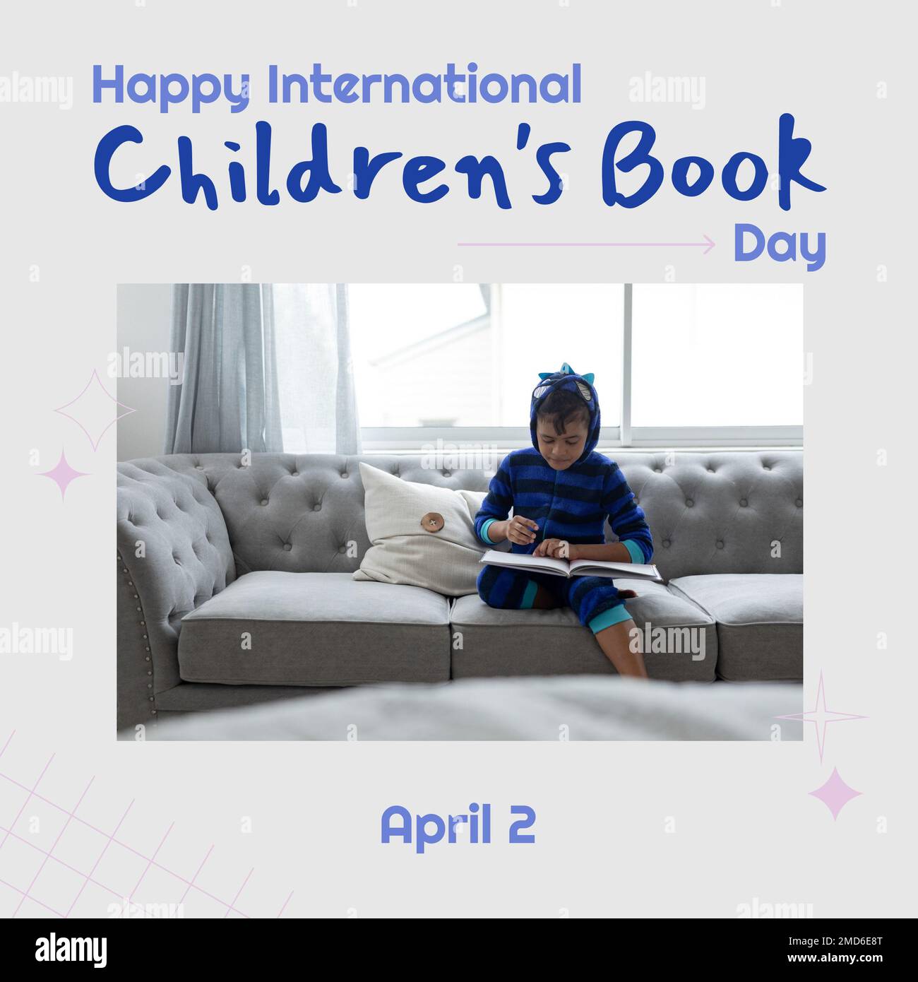 Composition of happy international children's book day text with ...
