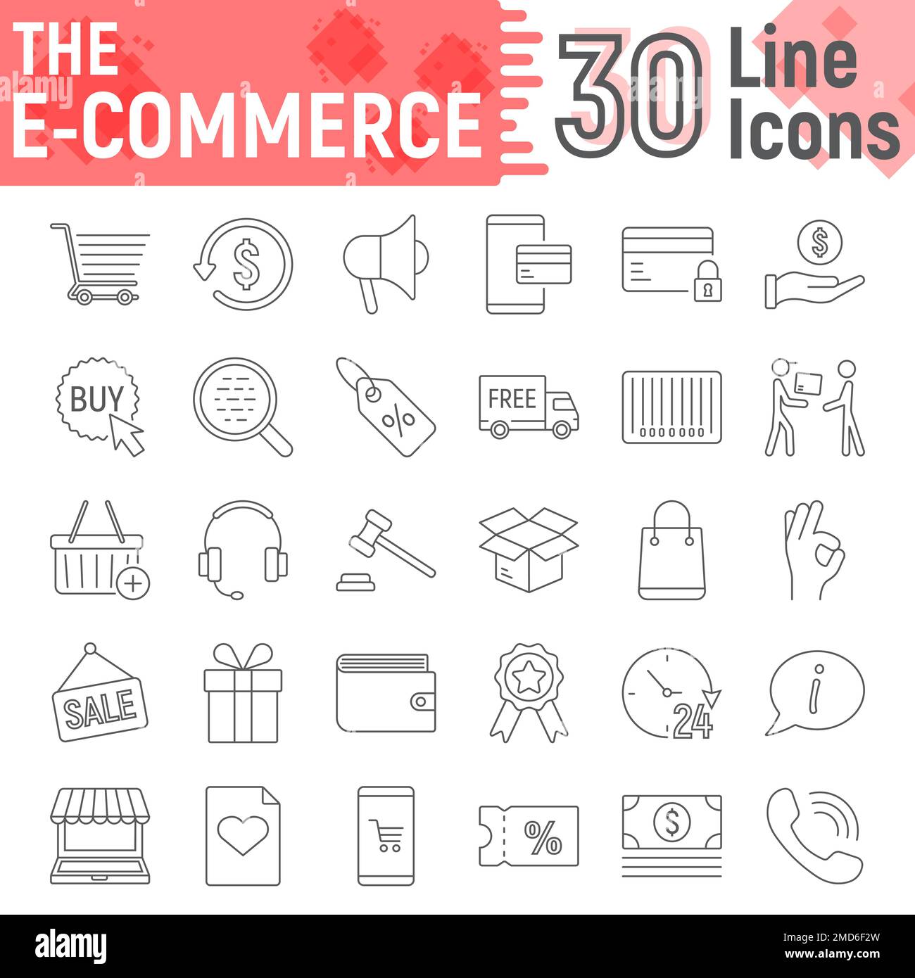 E commerce thin line icon set, Online store symbols collection, vector ...
