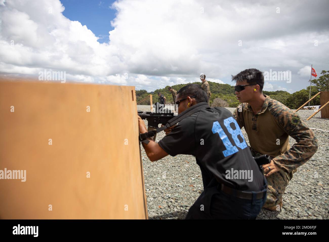 U.S. Marine Corps Staff Sgt. Jackie Tran, a range safety officer with ...