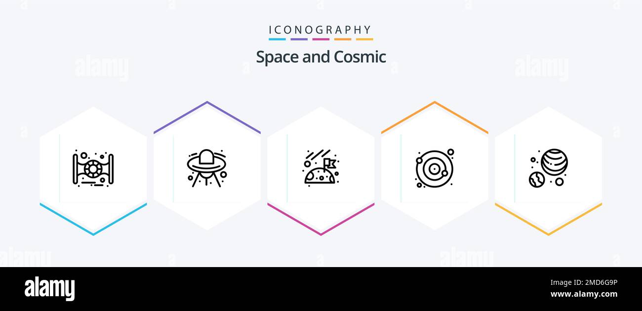 Space 25 Line icon pack including . galaxy. moon. planets astronomy. orbit Stock Vector Image ...