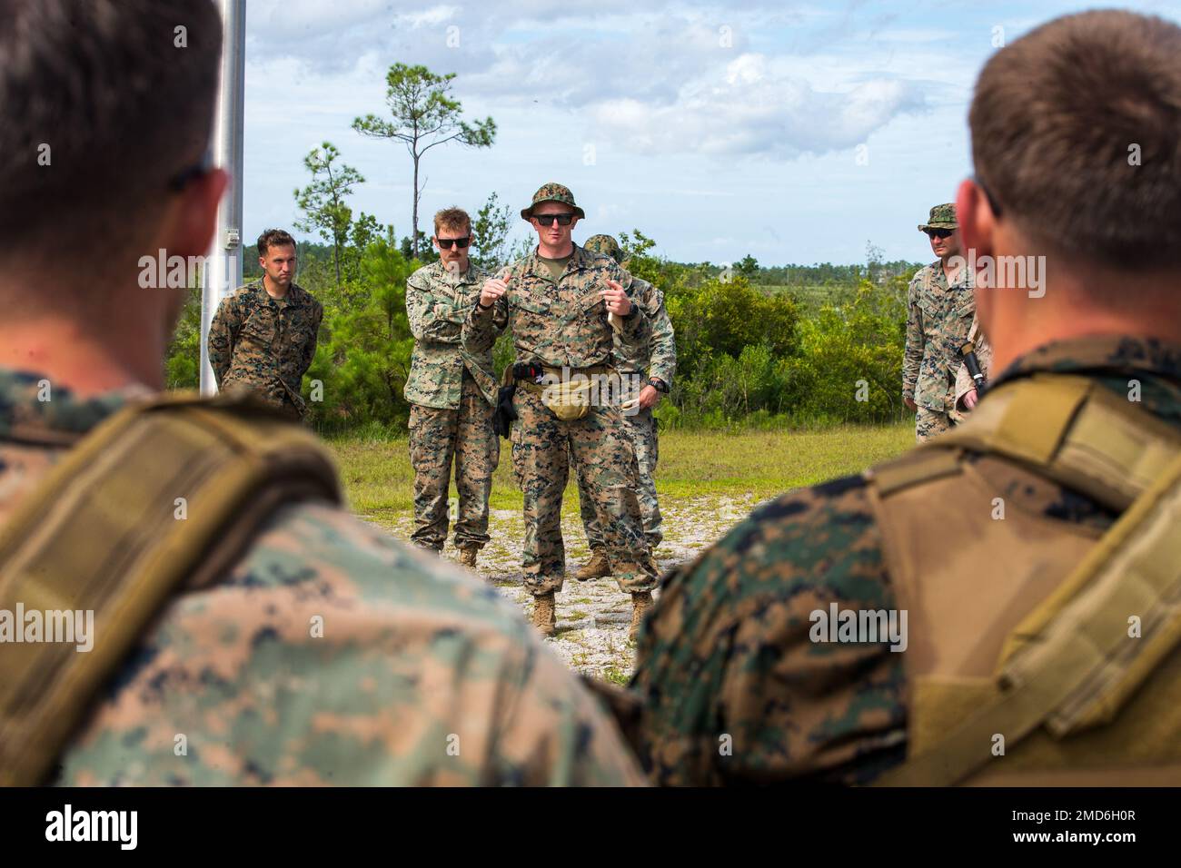 U.S. Marine Corps Capt. William Myers, the training brigade platoon ...