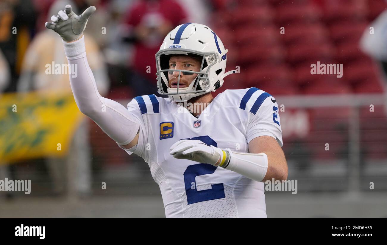 Indianapolis Colts quarterback Carson Wentz (2) before an NFL football ...