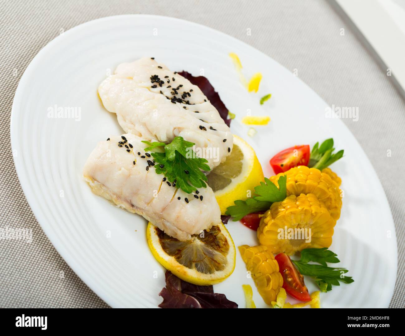 Steamed cod fillets Stock Photo - Alamy