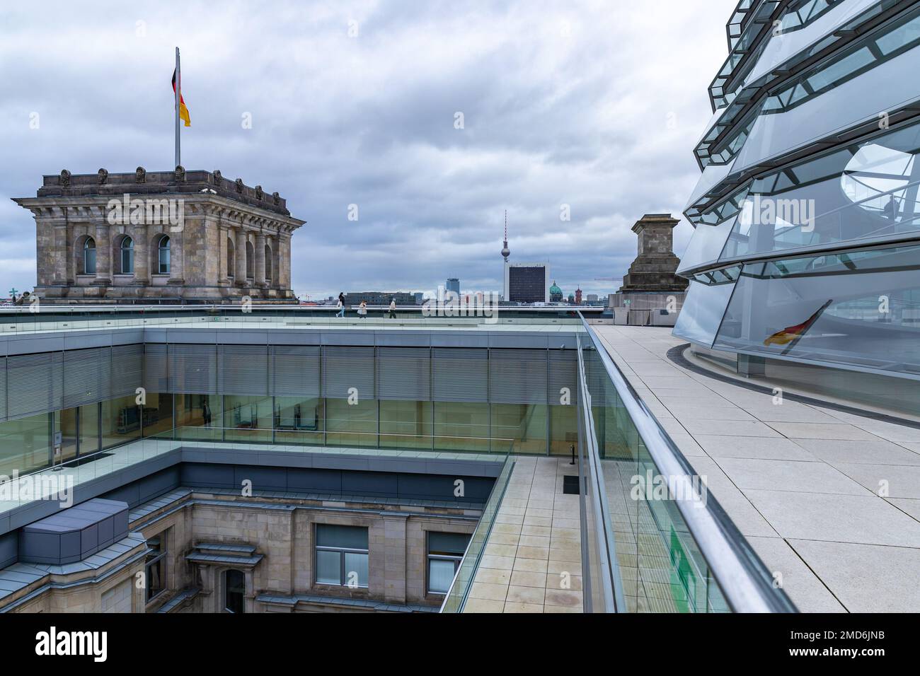 View from the dome of Bundestag. The roof of Reichstag in Berlin ...