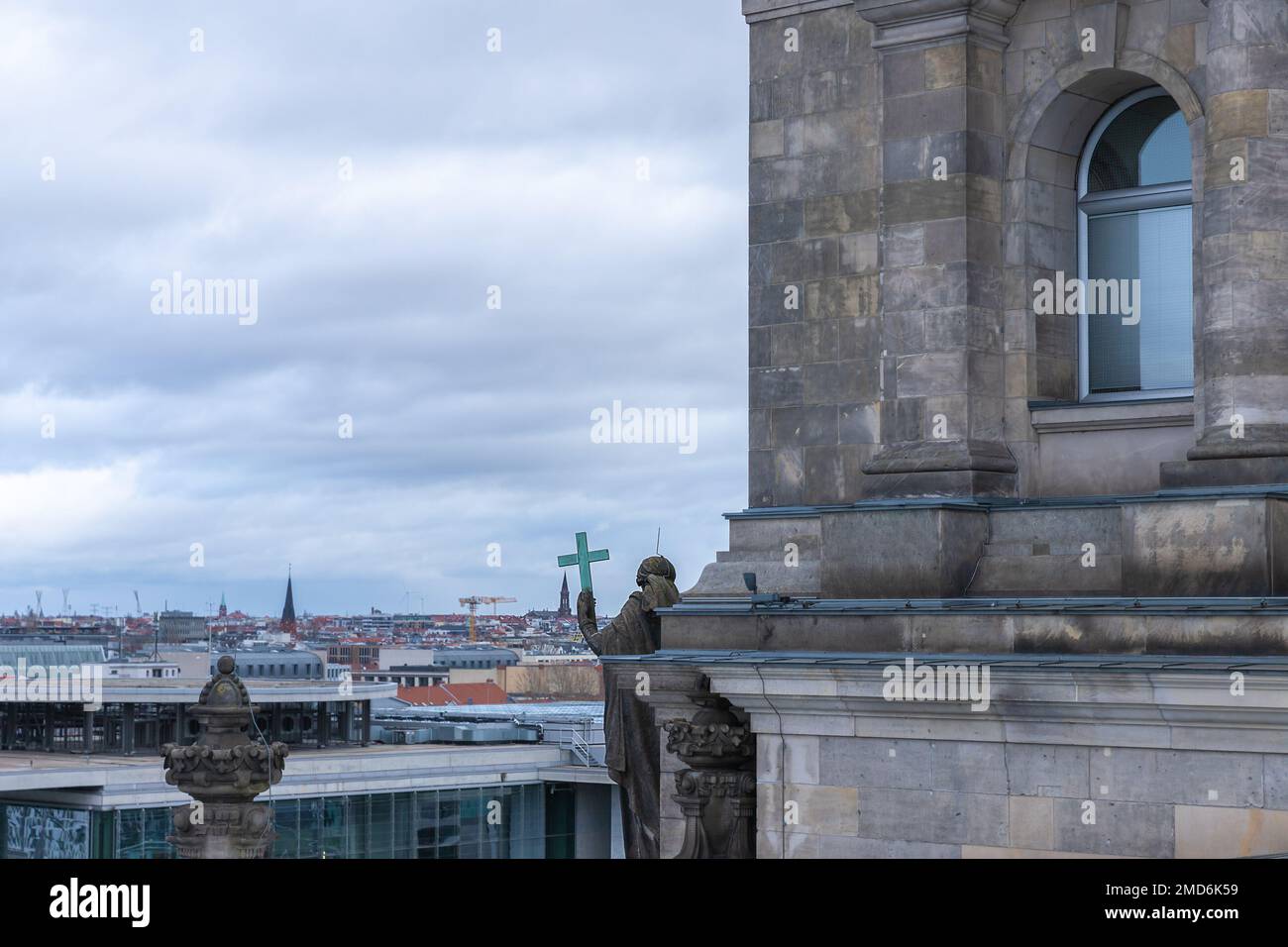 View from the dome of Bundestag. The roof of Reichstag in Berlin ...