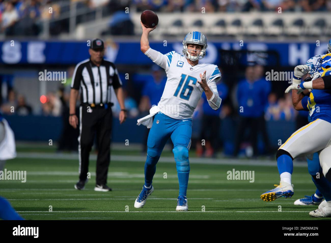Detroit Lions quarterback Jared Goff (16) passes during an NFL ...