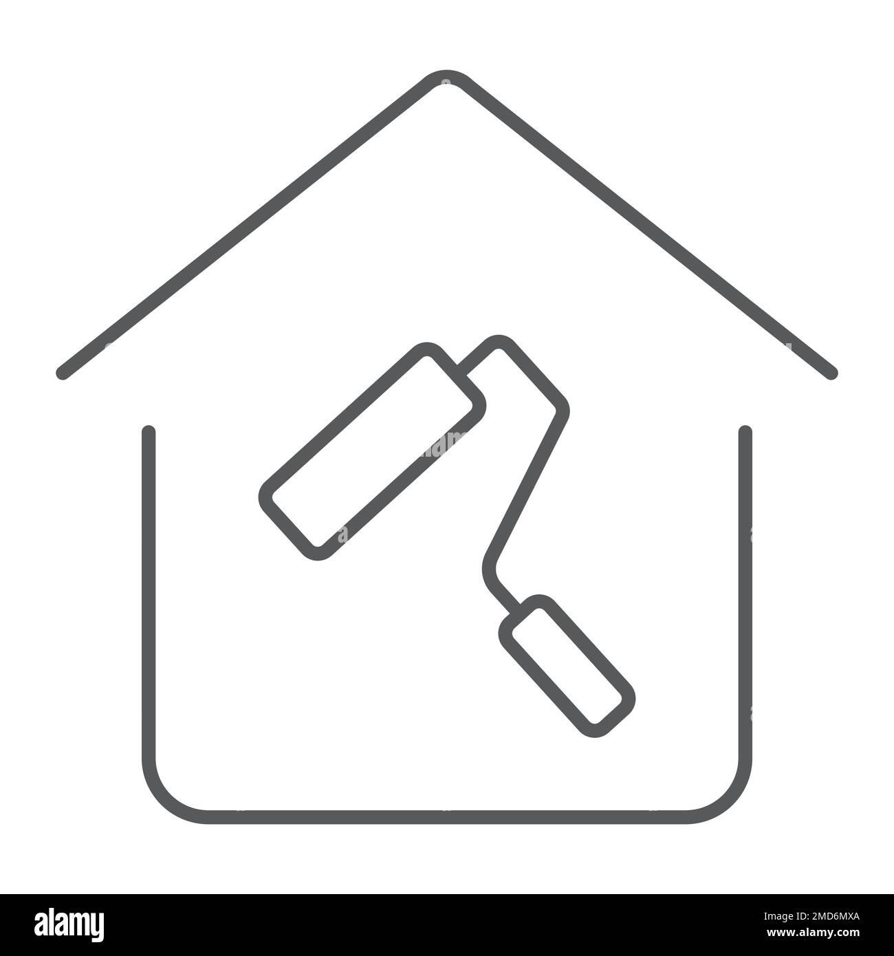 Home repair thin line icon, real estate and home, paint roller sign ...
