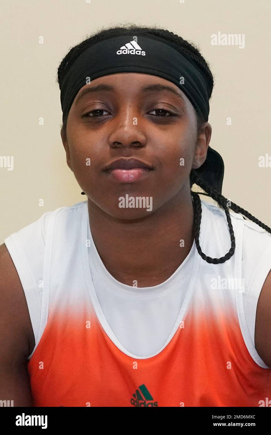 Miami guard Lashae Dwyer poses for a photo during the NCAA college ...