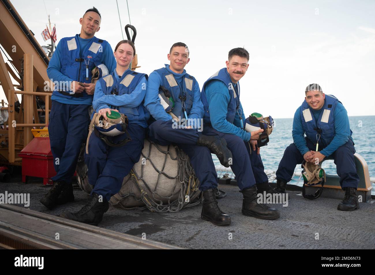 Crew members of U.S. Coast Guard Cutter Bear (WMEC 901) pose for a ...