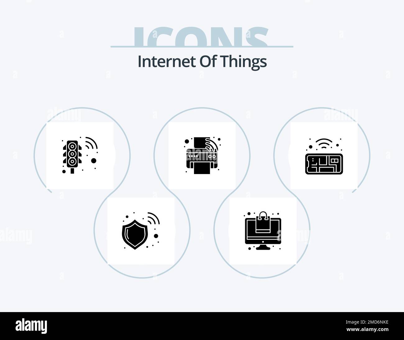 Internet Of Things Glyph Icon Pack 5 Icon Design. map. printing machine. management. printer ...