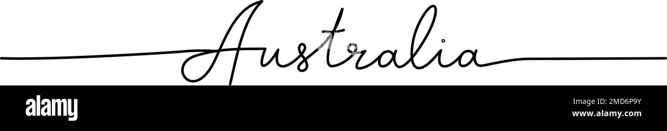 Australia - word with continuous one line. Minimalist drawing of phrase ...