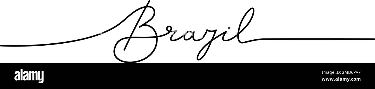 Brazil - word with continuous one line. Minimalist drawing of phrase ...