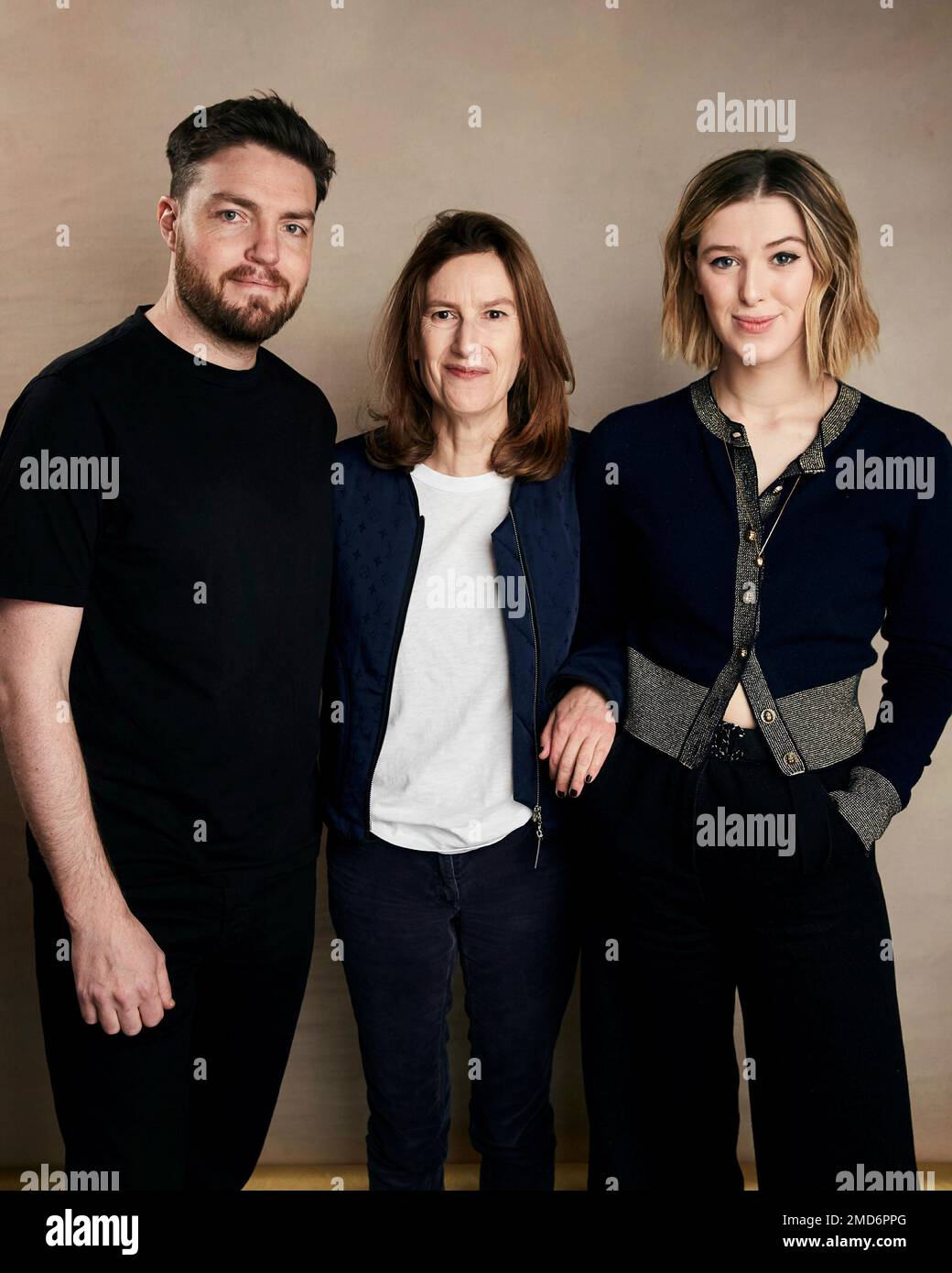 FILE - Tom Burke, from left, writer/director Joanna Hogg, and Honor ...