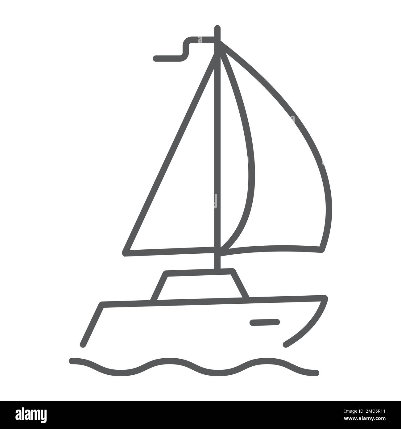 Sail yacht thin line icon, travel and tourism, sailboat sign vector ...