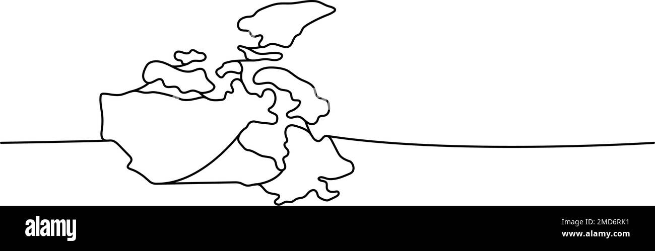 Canada silhouette one line continuous drawing. Canada country ...