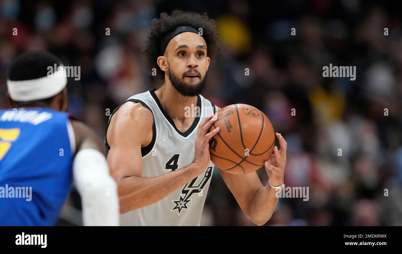 San Antonio Spurs guard Derrick White (4) in the first half of an NBA ...