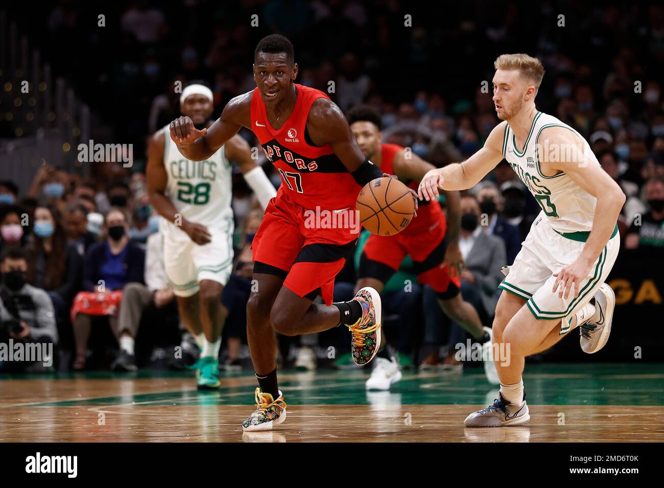Toronto Raptors' Isaac Bonga against the Boston Celtics during the ...