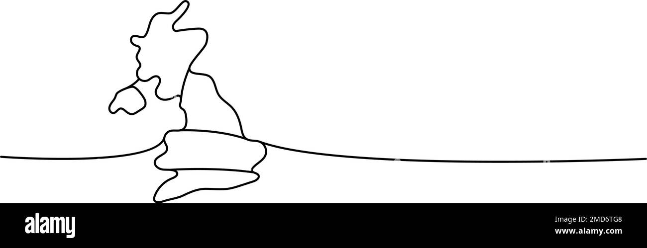 United Kingdom silhouette one line continuous drawing. United Kingdom ...