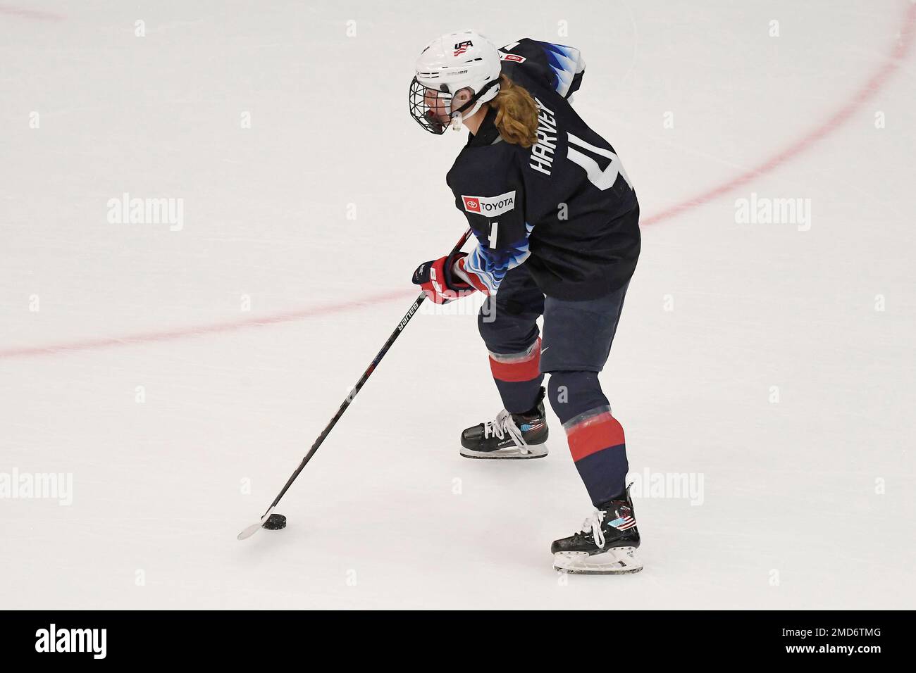 United States' Caroline Harvey warms up before a women's hockey game in ...