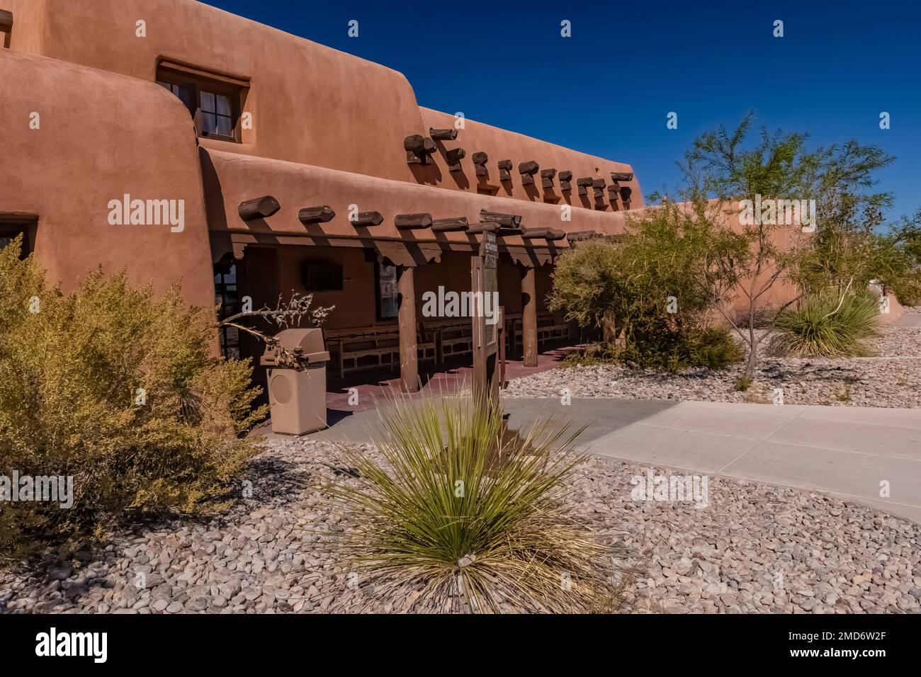 Historic visitor center, built by the WPA in the 1930s, in White Sands ...