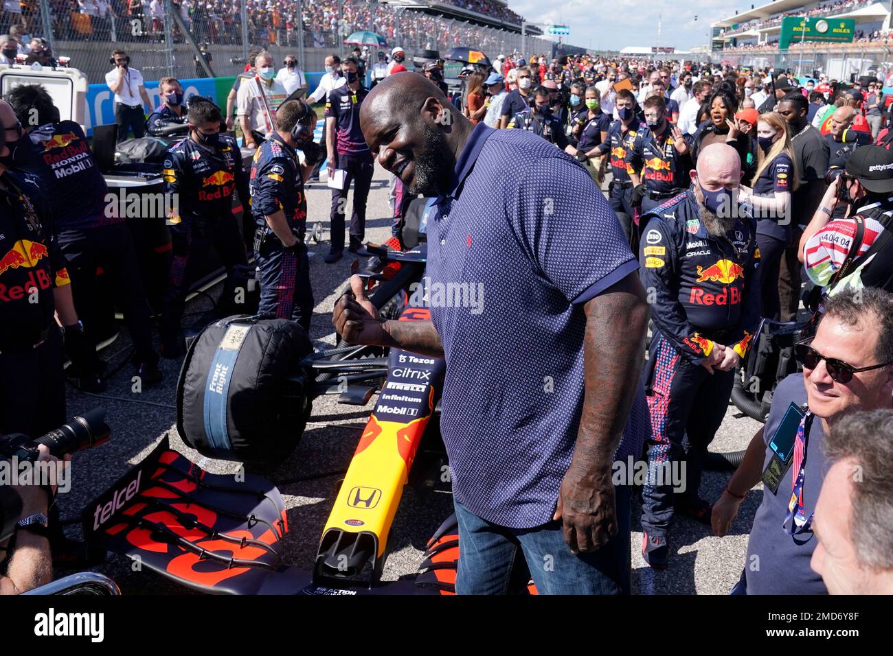 Shaquille O'Neal on the grid before the F1 U.S. Grand Prix auto race at ...