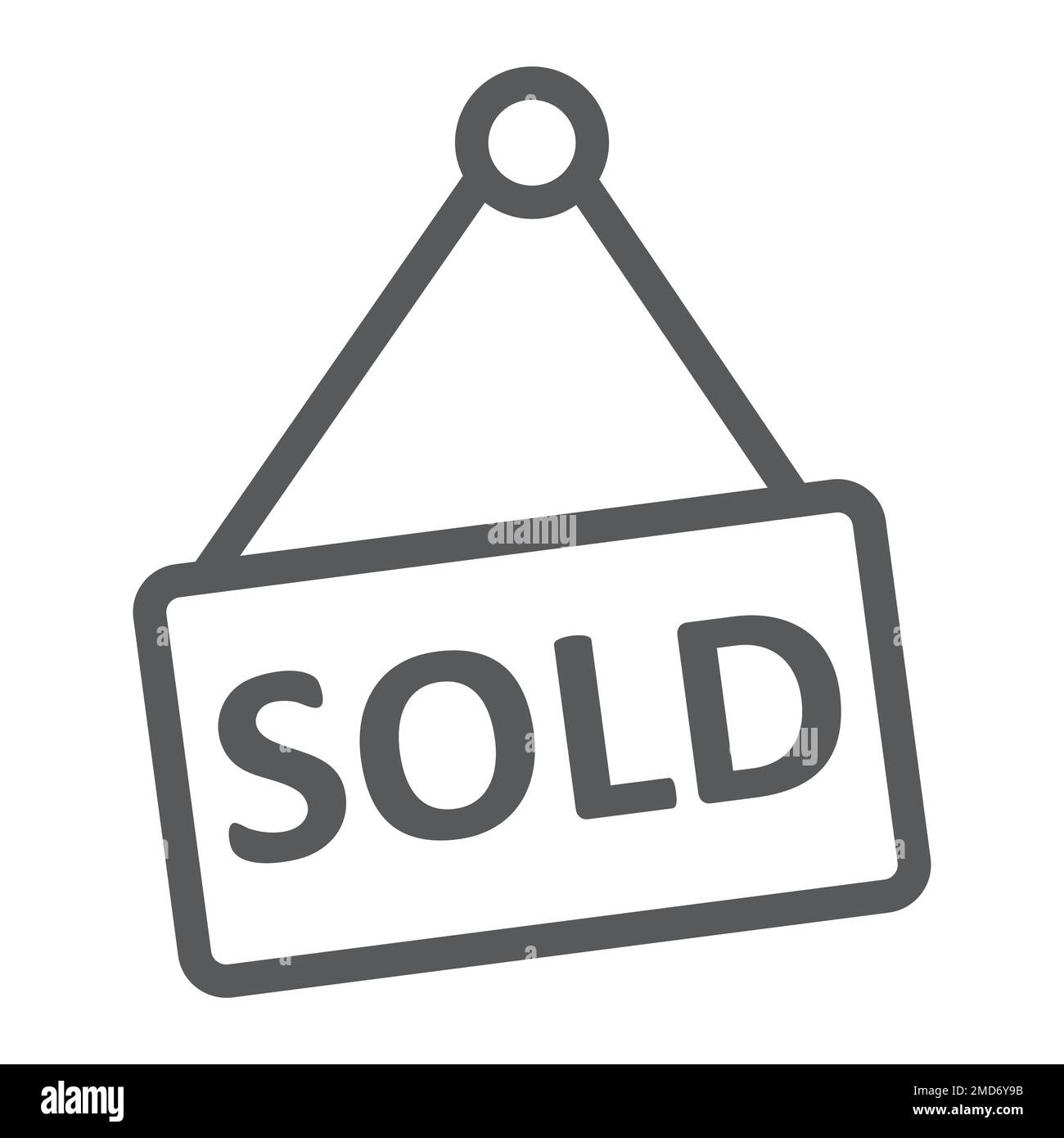 Sold line icon, real estate and home, sale sign vector graphics, a ...