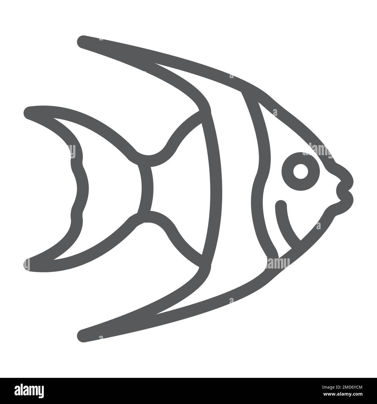 Tropical fish line icon, animal and underwater, aquatic sign vector ...