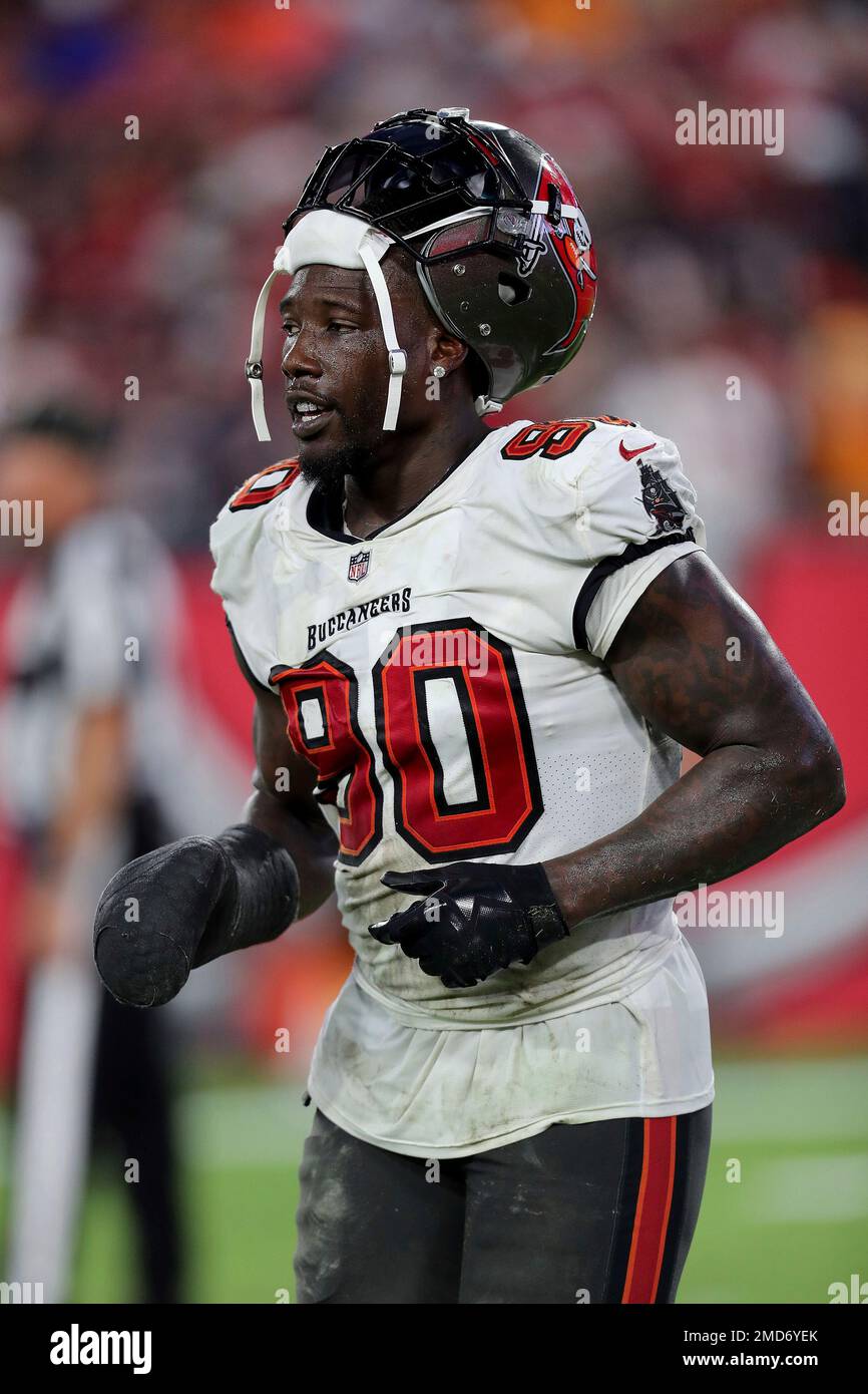 Tampa Bay Buccaneers outside linebacker Jason Pierre-Paul (90) smiles ...