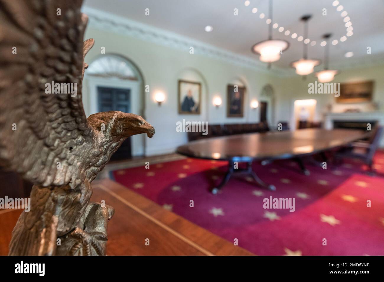 Details of the Cabinet Room of the White House are seen on Wednesday ...