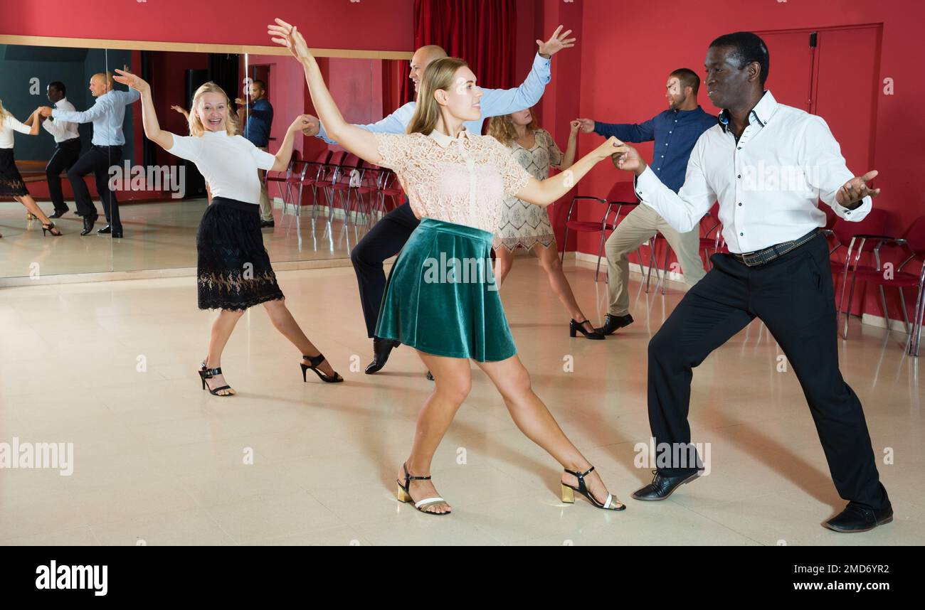 Group young dancers practicing modern hi-res stock photography and ...