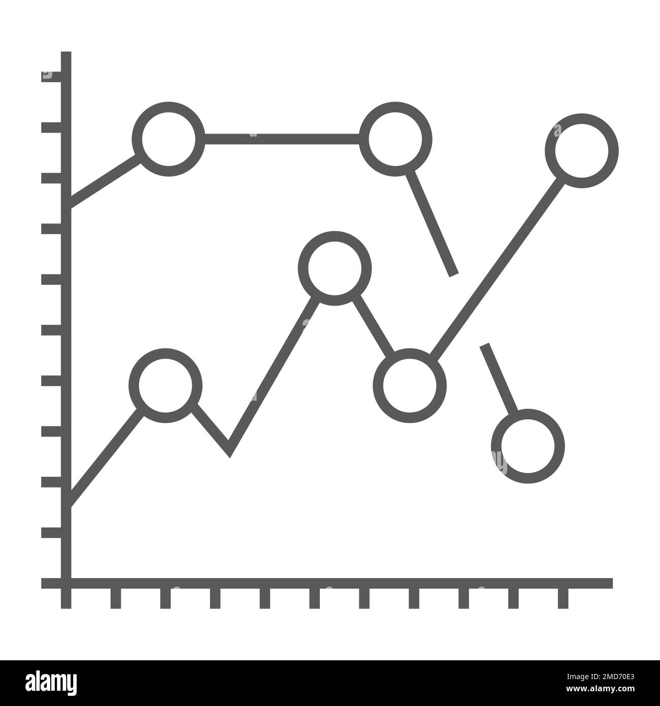 Analytics graph thin line icon, development and business, chart sign ...