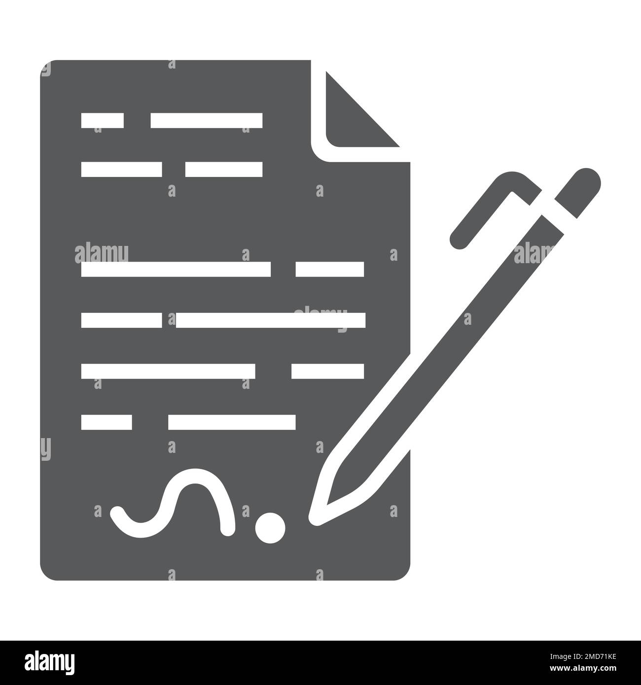 Contract glyph icon, agreement and signature, deal sign vector graphics ...