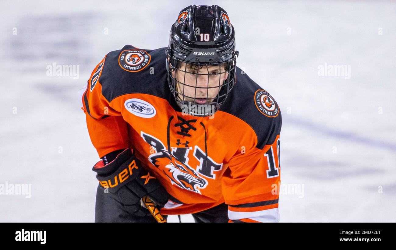 RIT's Gianfranco Cassaro (10) during an NCAA hockey game against Notre ...