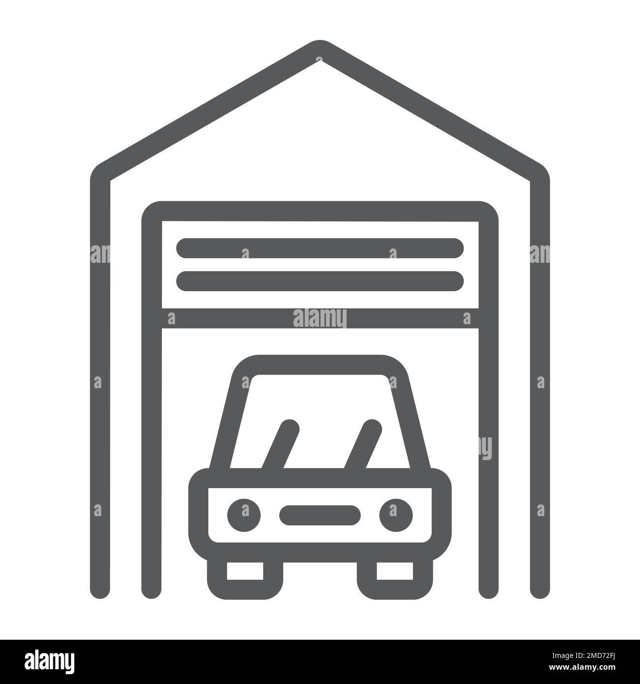 Car garage line icon, automobile and home, real estate sign vector ...