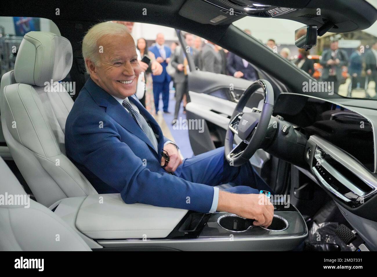 Reportage: President Joe Biden checks out the Cadillac Lyriq during the ...