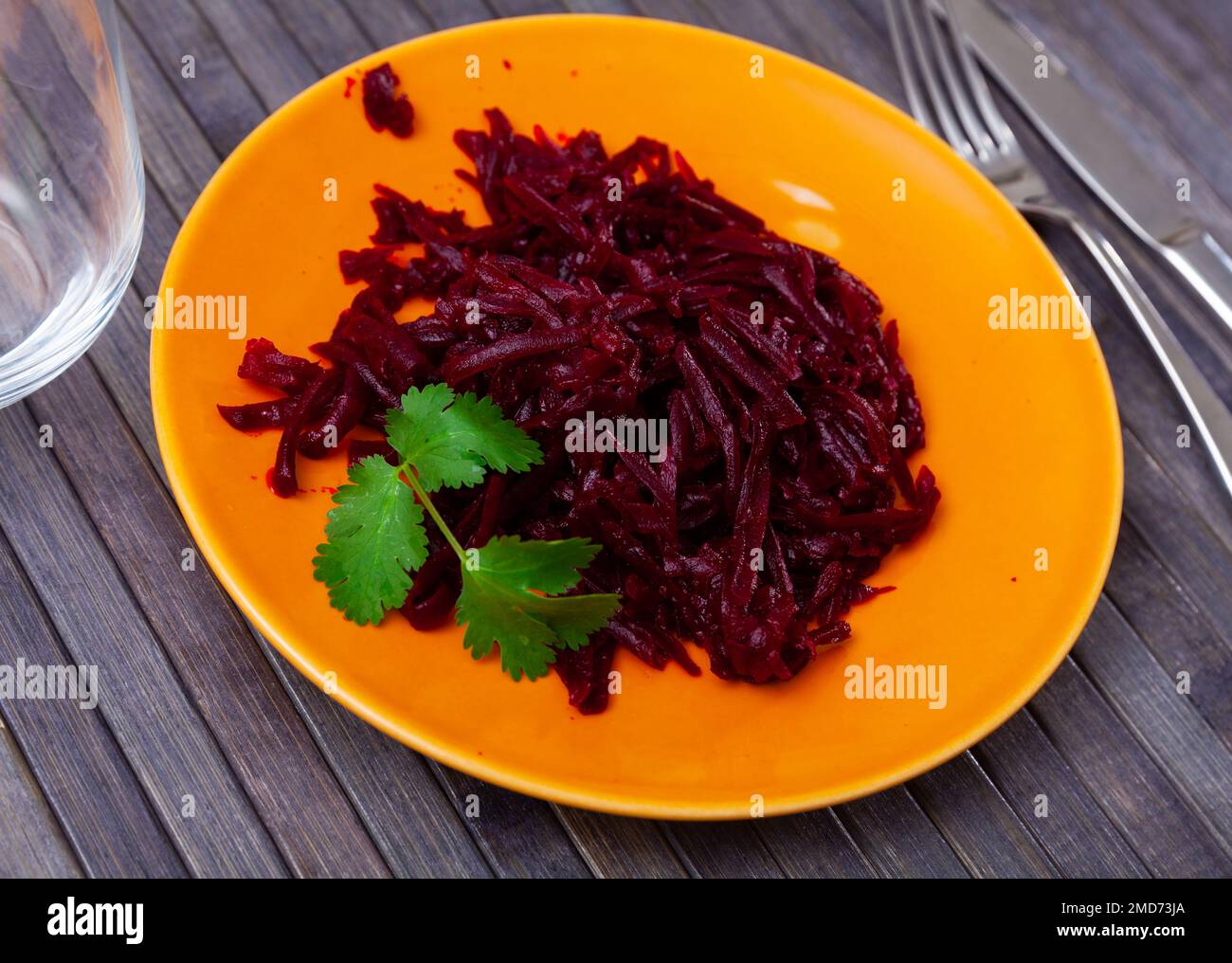 Fresh beetroot salad served on plate Stock Photo - Alamy