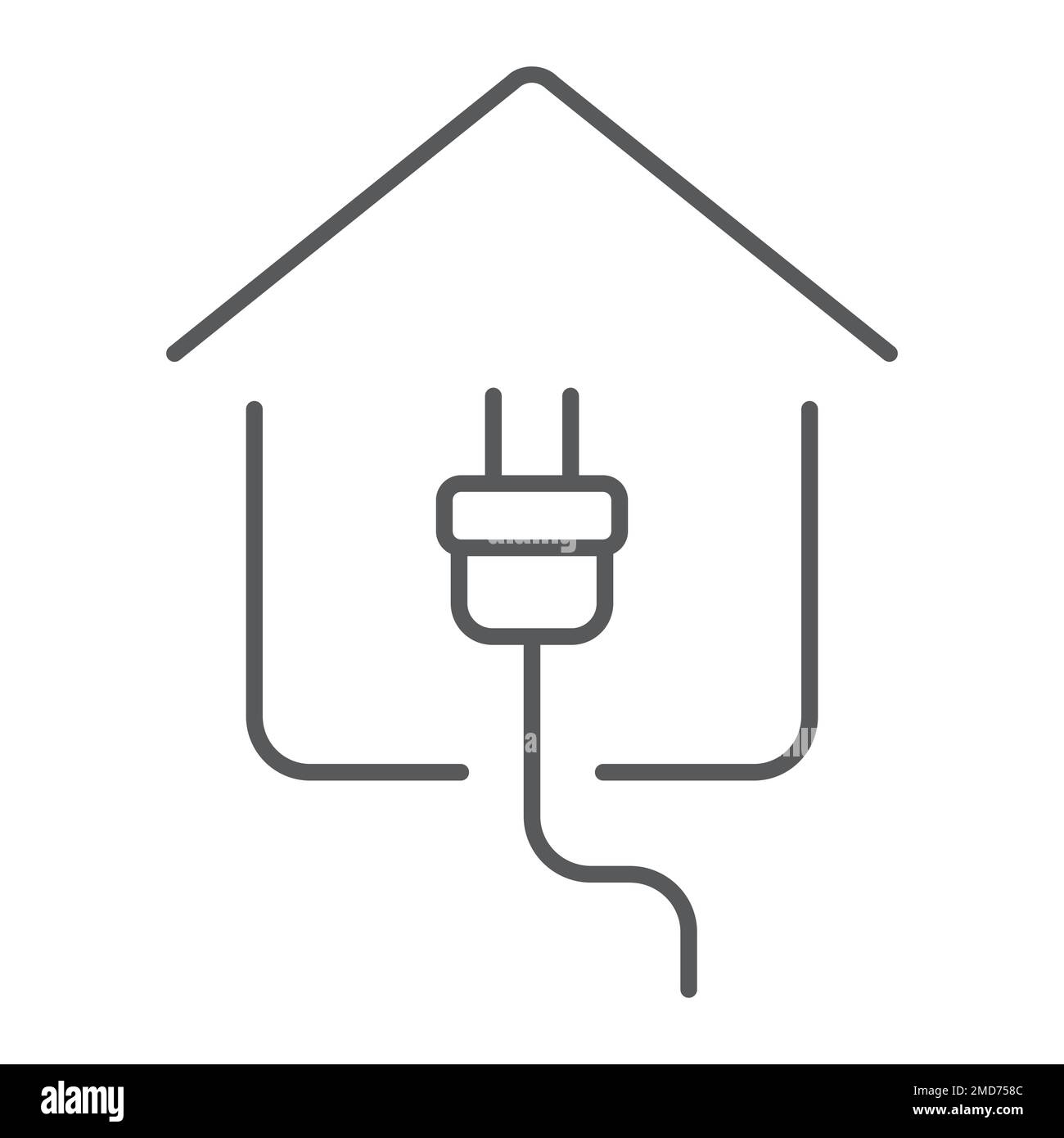 Electricity home thin line icon, real estate and home, plug sign vector ...